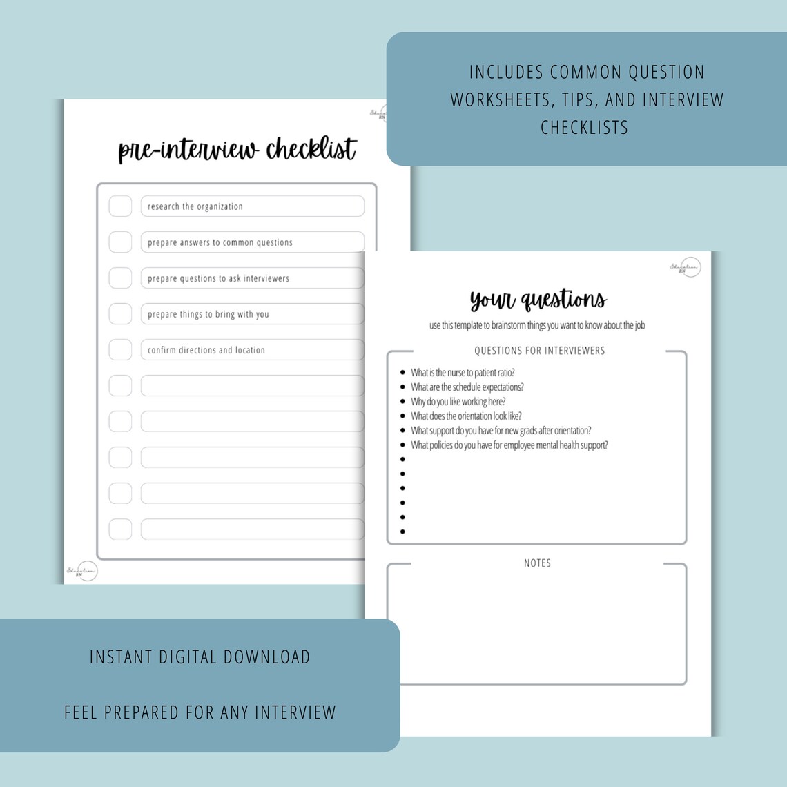 Interview Prep Bundle for Nurses | Digital Download PDF - Etsy