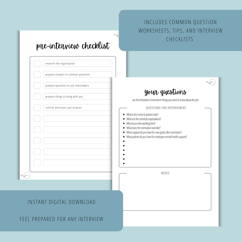 Interview Prep Bundle for Nurses | Digital Download PDF - Etsy