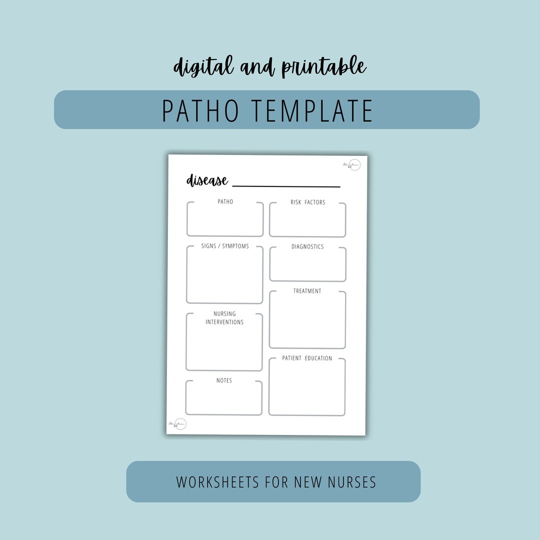 Disease Template for Nurses, Patho Worksheet for Nursing School ...