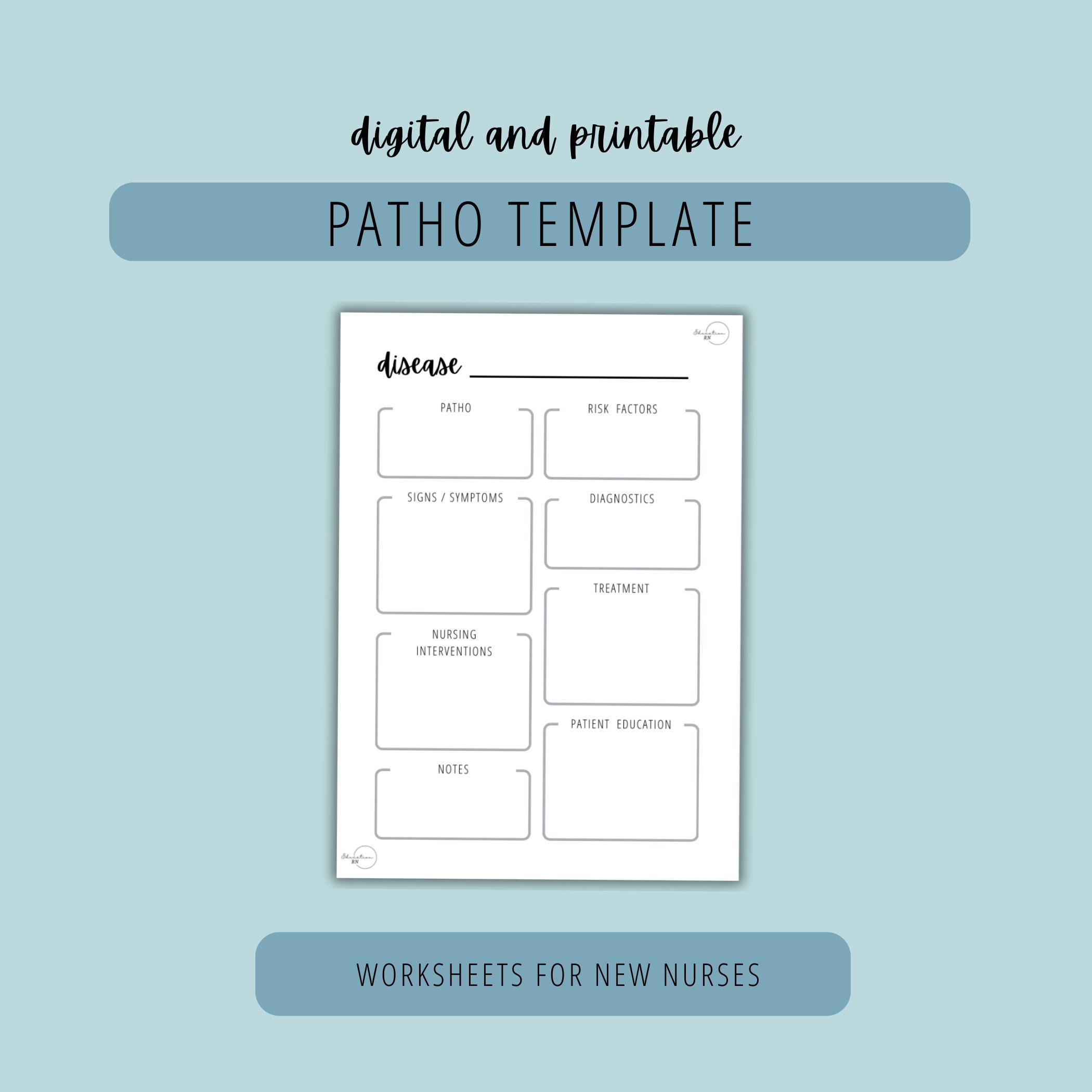 Disease Template for Nurses, Patho Worksheet for Nursing School ...