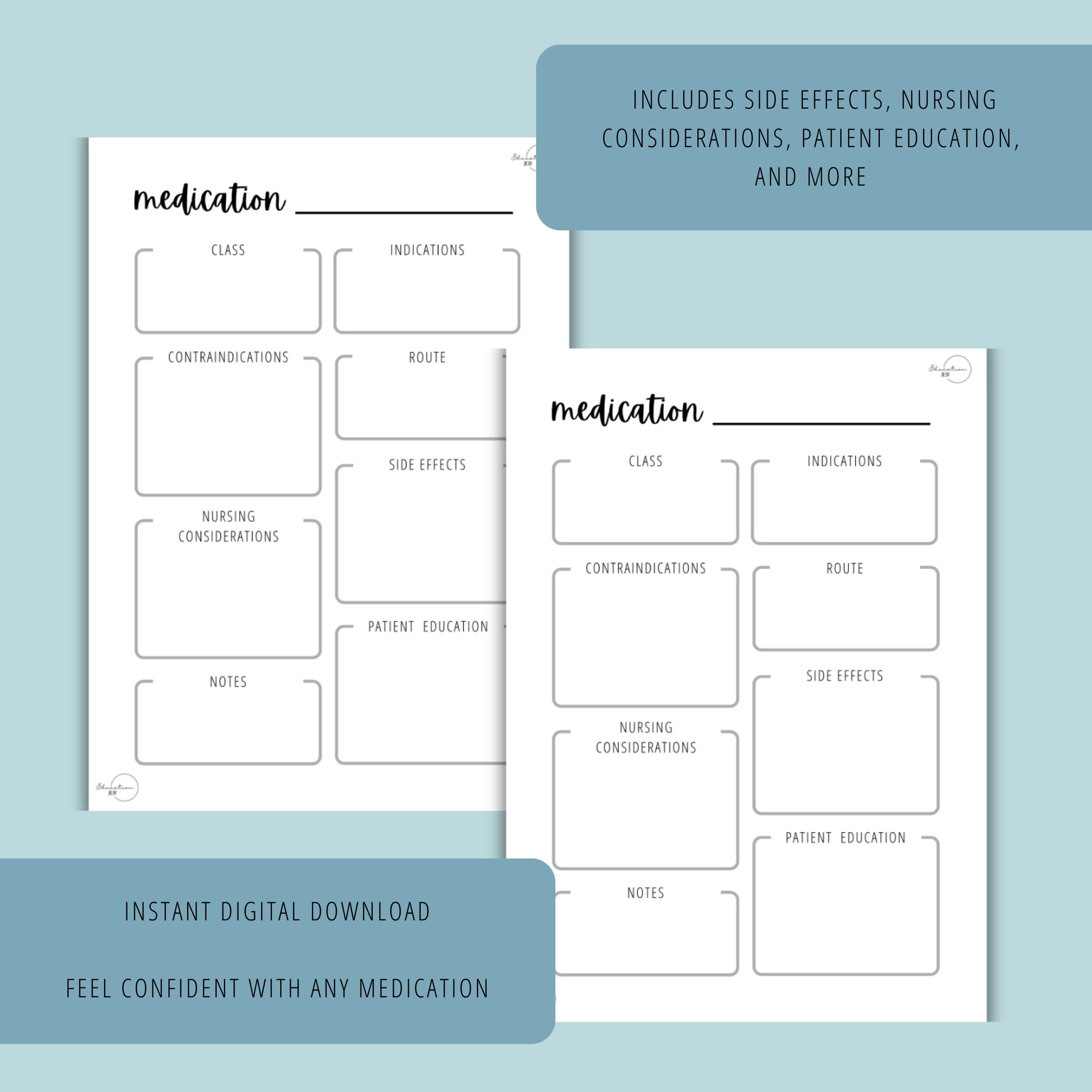 Medication Template for Nurses, Medication Worksheet for Nursing School ...