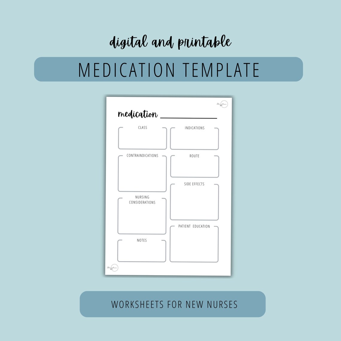 Medication Template for Nurses, Medication Worksheet for Nursing School ...