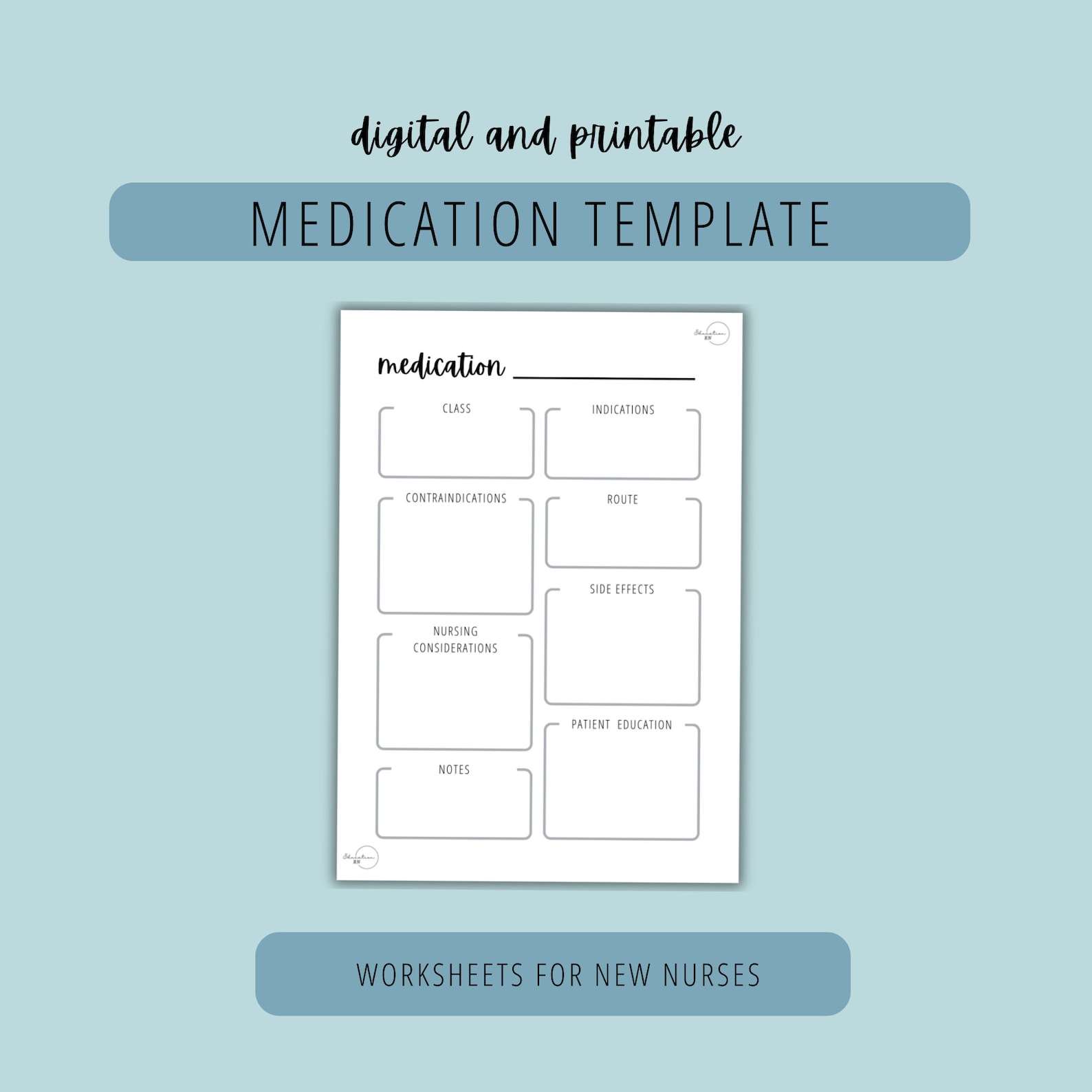 Medication Template for Nurses, Medication Worksheet for Nursing School ...