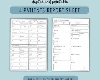 Medical Nursing Report Sheet - Etsy