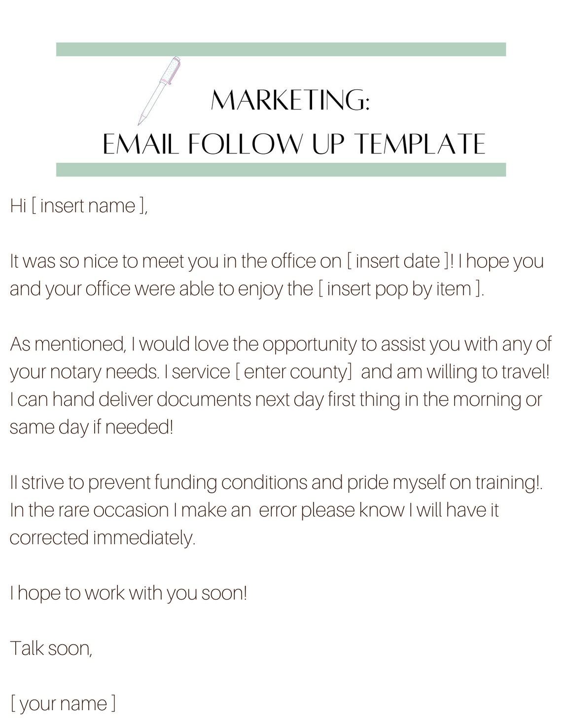 Email Follow up Template - Etsy