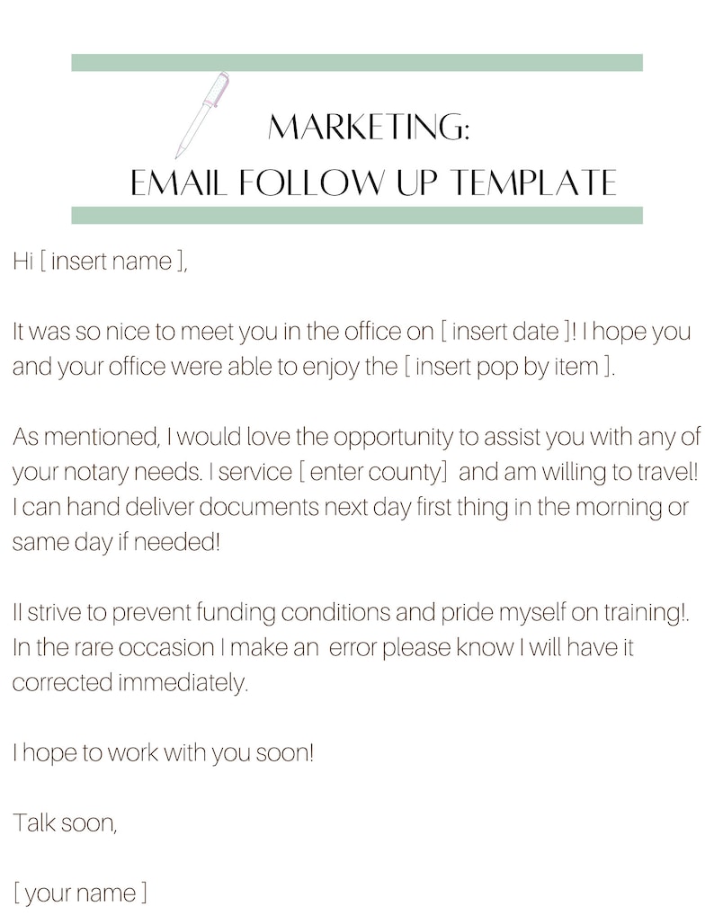 Email Follow up Template - Etsy