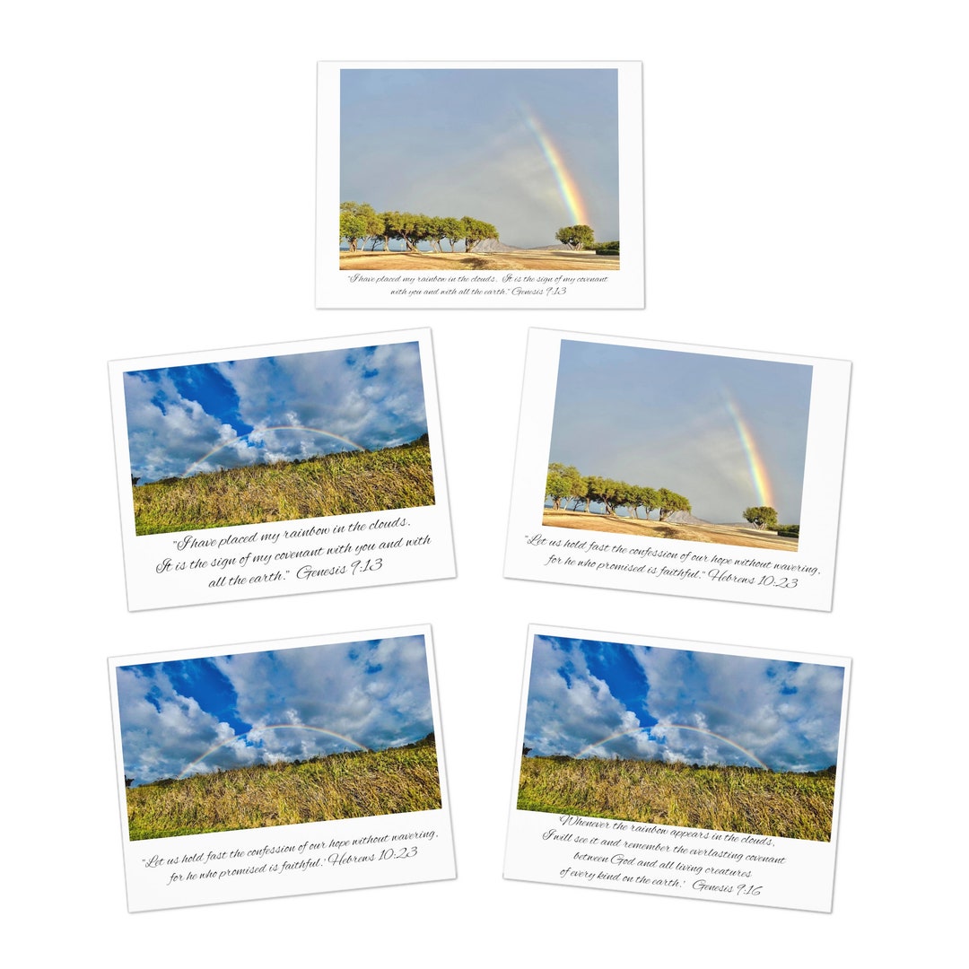 Rainbow Bible Verse Multi-design Greeting Cards (5-pack) - Etsy