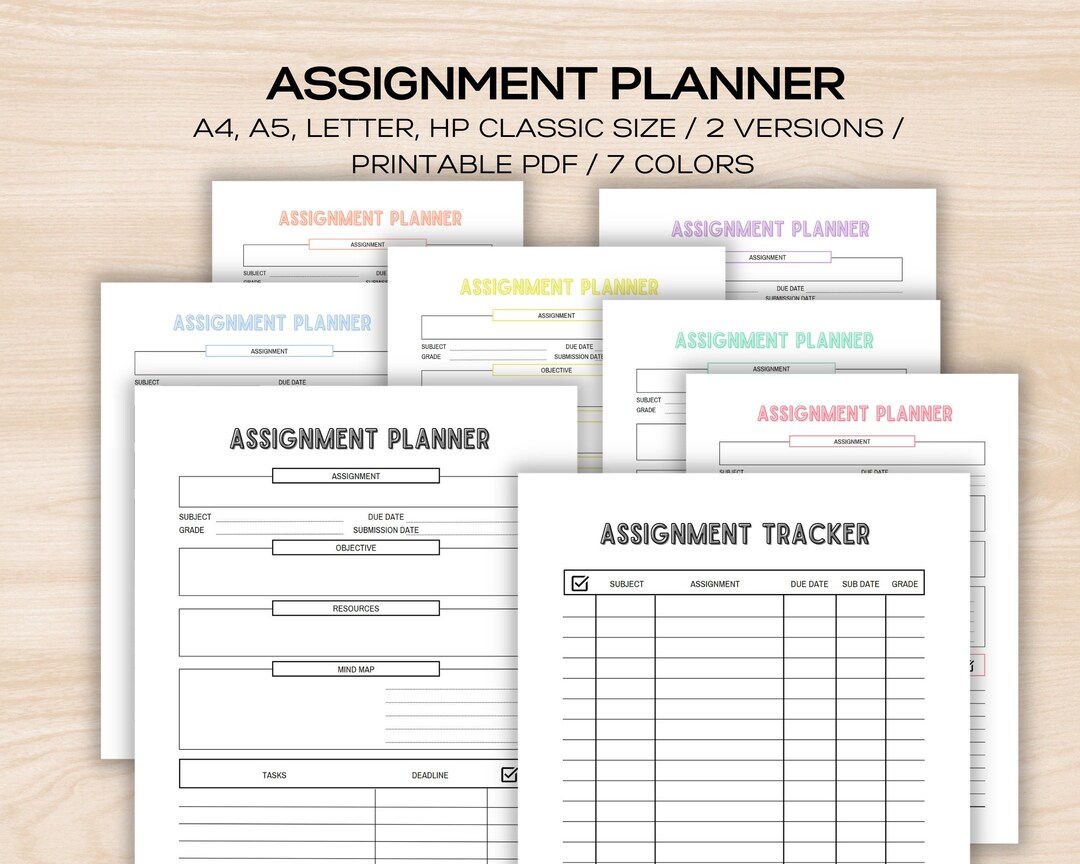 Assignment Planner Printable Assignment Tracker Homework - Etsy