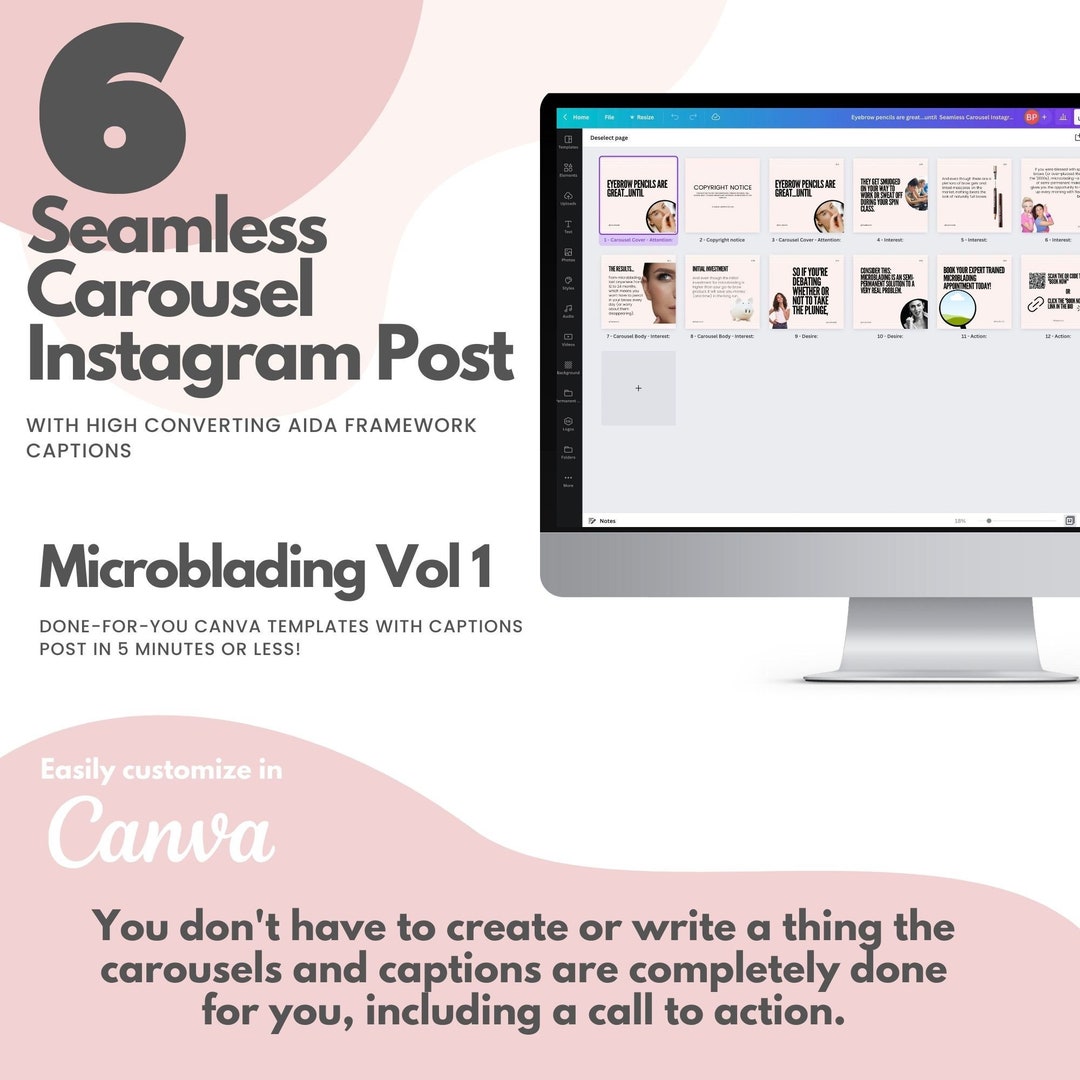 6 Seamless Carousel Instagram Post- Microblading, Microblading Captions ...