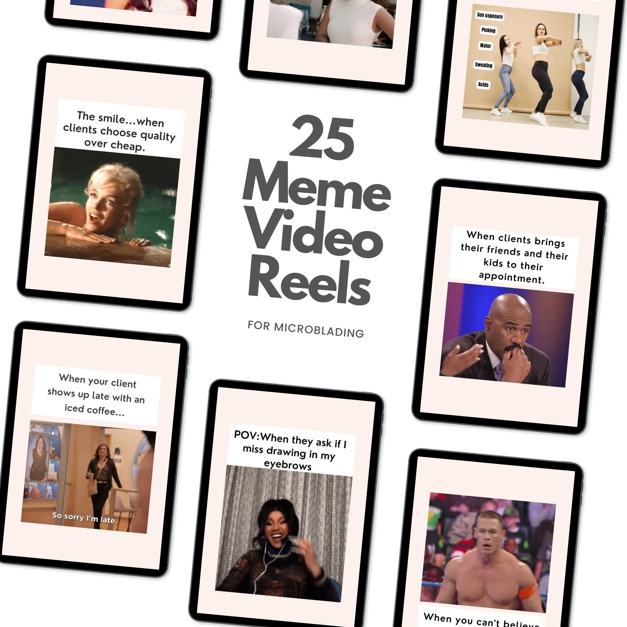 25 Meme Microblading Instagram Post, Reels & Story Templates Vol 2 ...