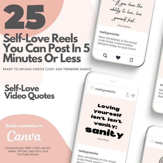 25 Self-love Quotes for Instagram Reels Video Templates - Etsy