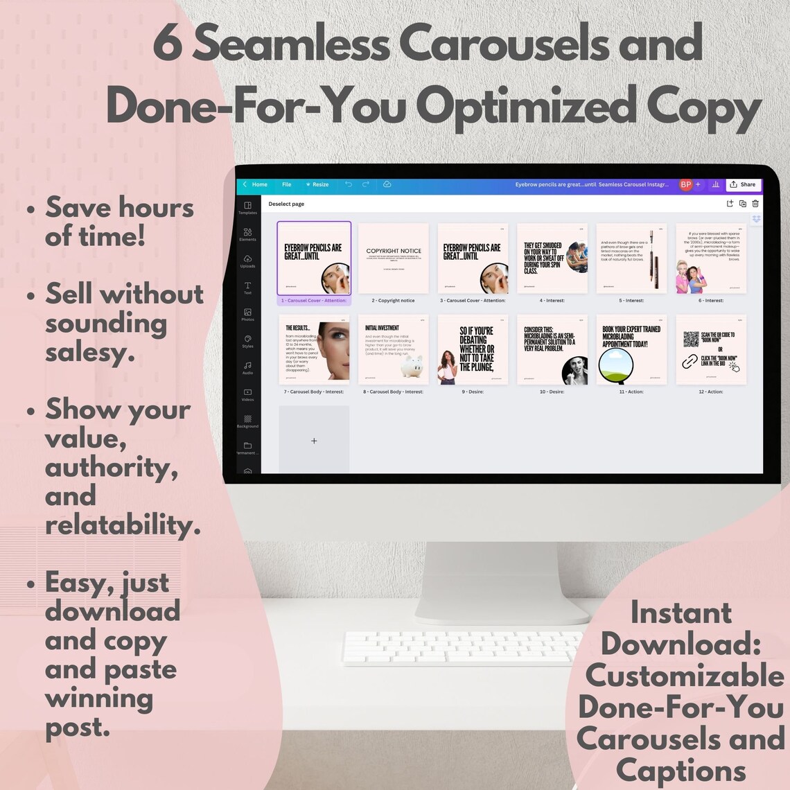 6 Seamless Carousel Instagram Post Microblading, Microblading Captions ...