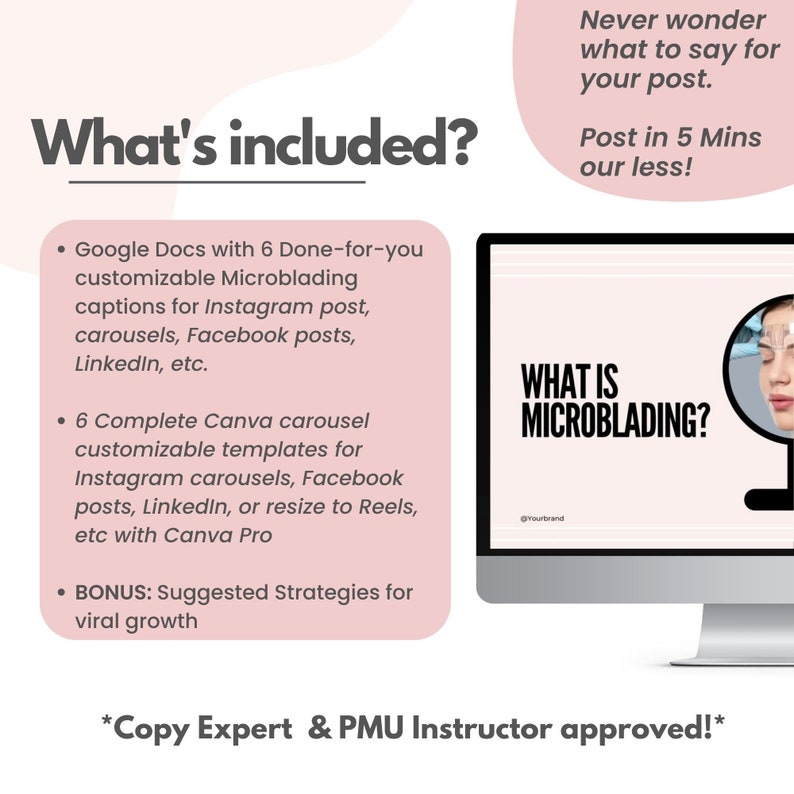 6 Seamless Carousel Instagram Post- Microblading, Microblading Captions ...