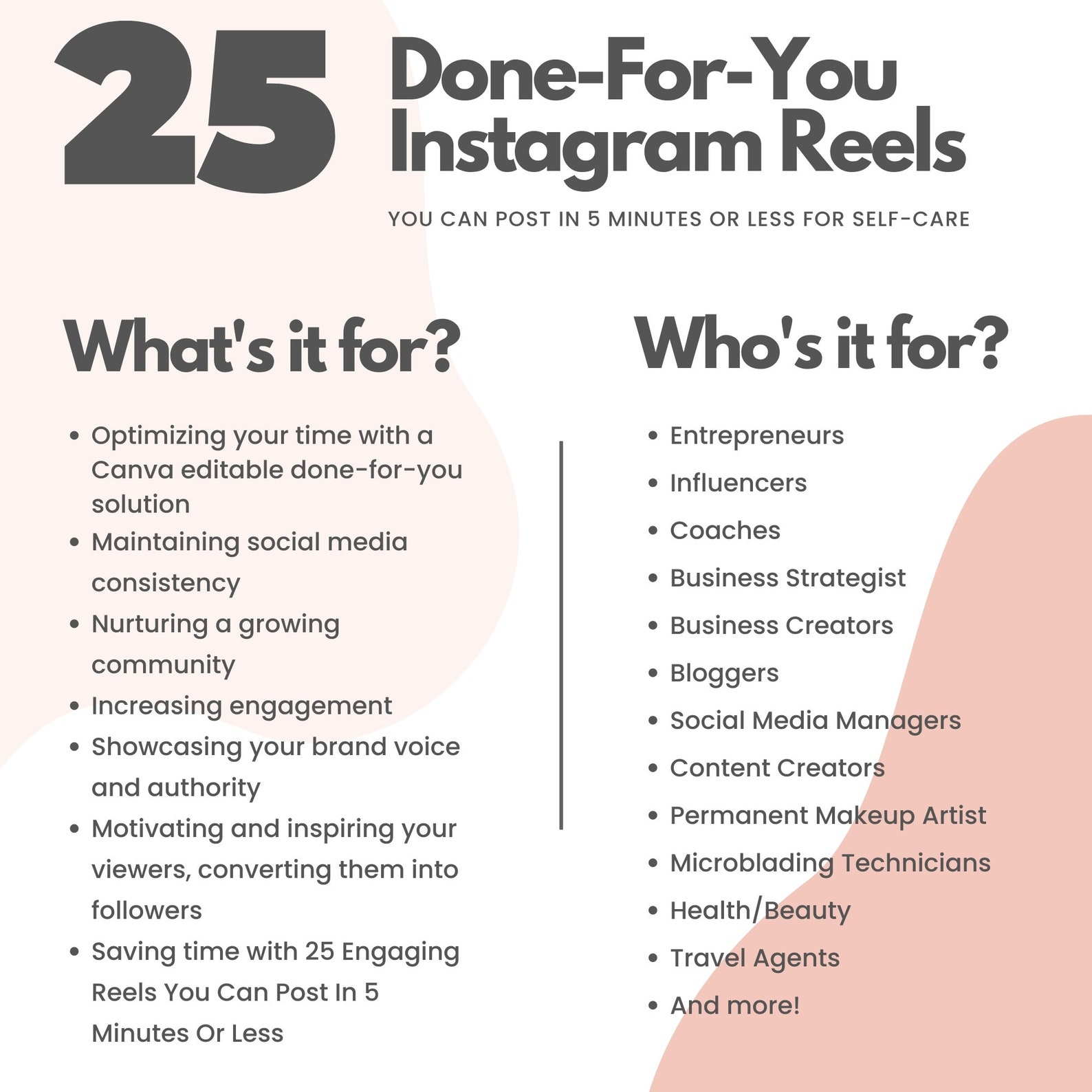 25 Editable Instagram Reels & Social Media Post Templates Self-care ...