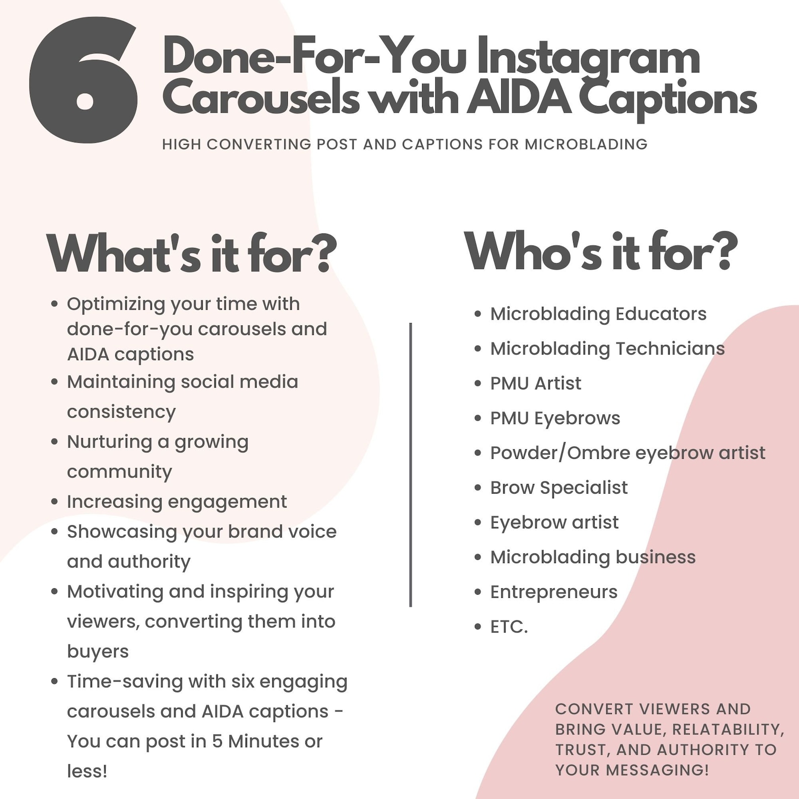 6 Seamless Carousel Instagram Post- Microblading, Microblading Captions ...