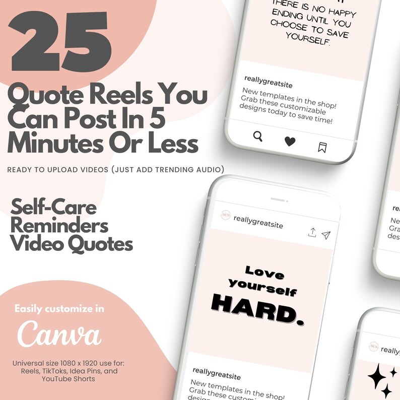 25 Editable Instagram Reels & Social Media Post Templates Self-care ...