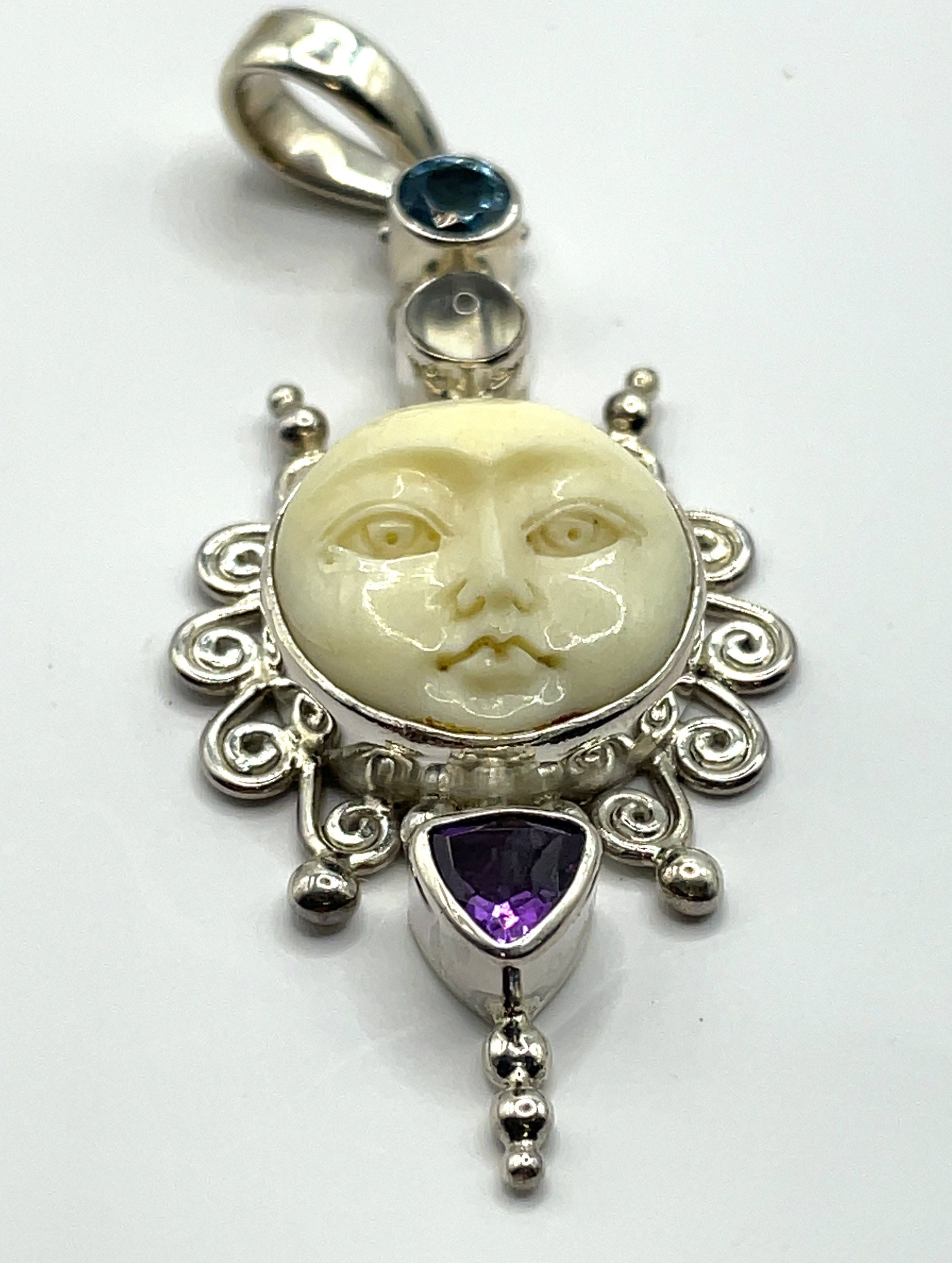 Sterling Silver Moon Goddess Pendant With Bue Topaz Moonstone - Etsy