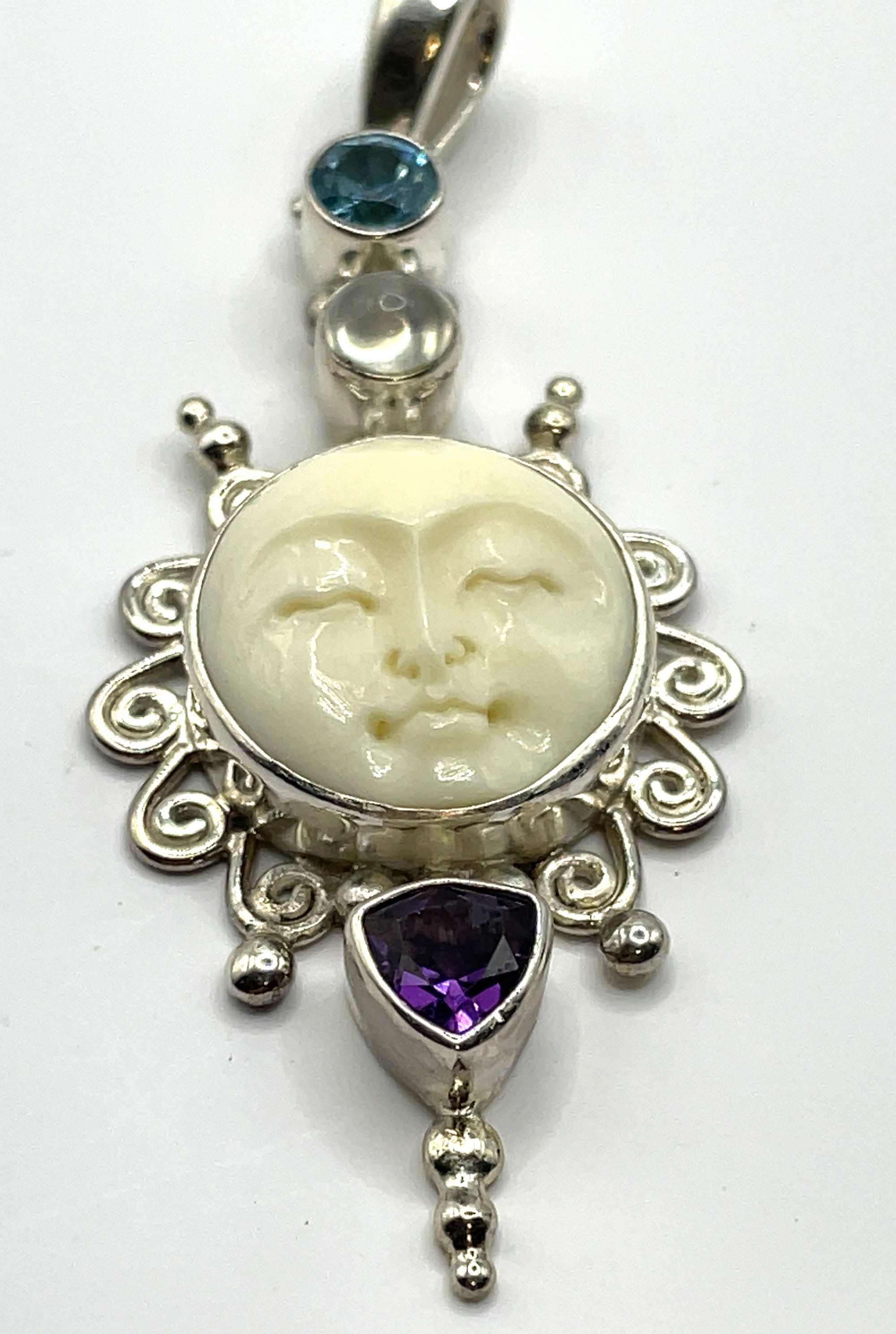 Sterling Silver Moon Goddess Pendant With Bue Topaz Moonstone - Etsy