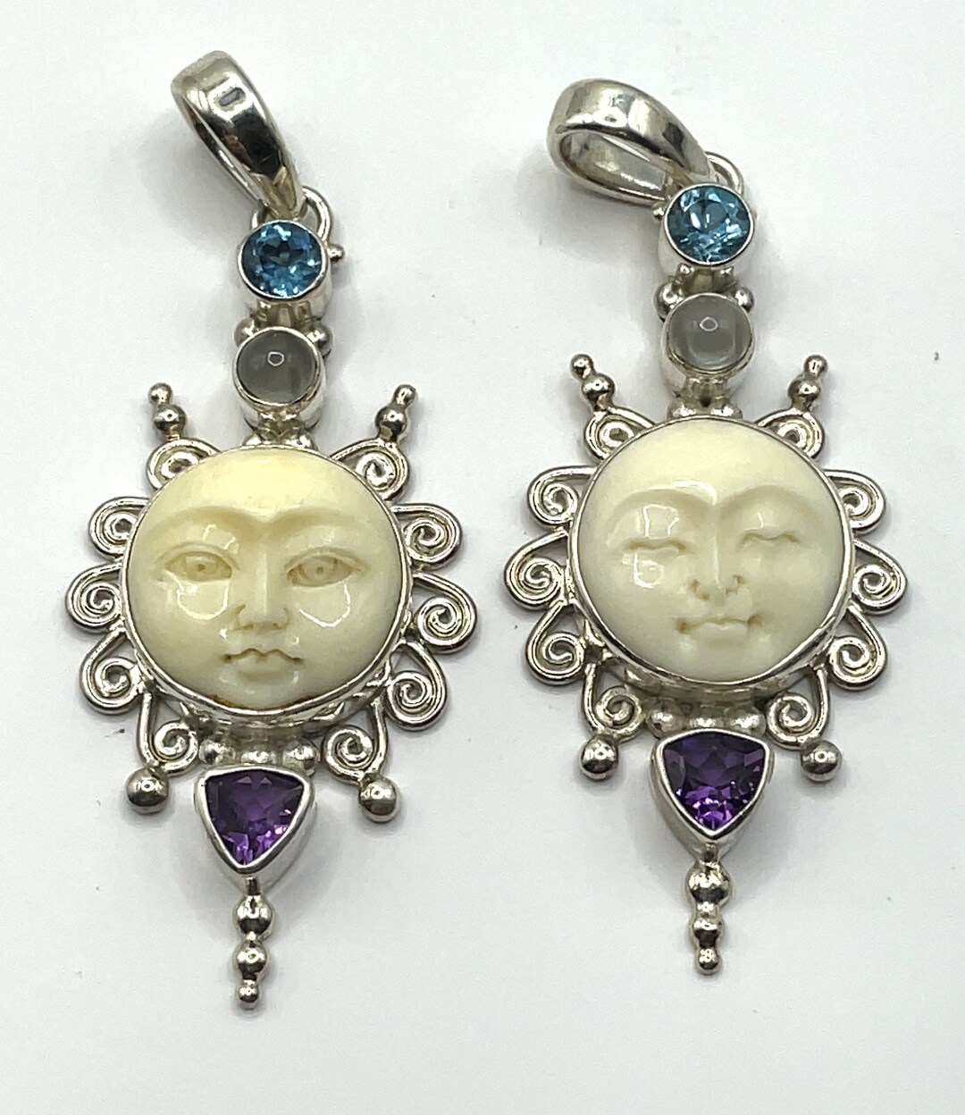 Sterling Silver Moon Goddess Pendant With Bue Topaz Moonstone - Etsy