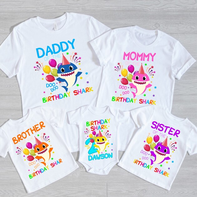 Custom Family Baby Shark Birthday Shirts, Baby Shark Matching Shirts ...