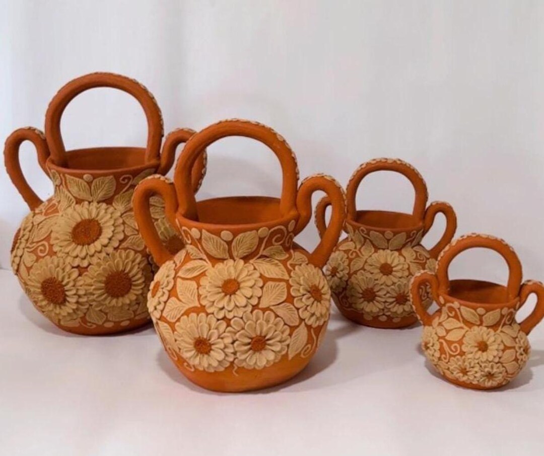 Vases De Barro Bordadas Oaxaca Barro De Filigrana Floreros De Barro ...