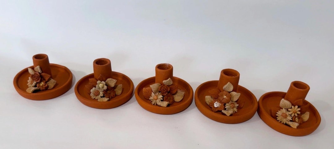 Clay Candle Holder Candeleros De Barro Filigrana - Etsy