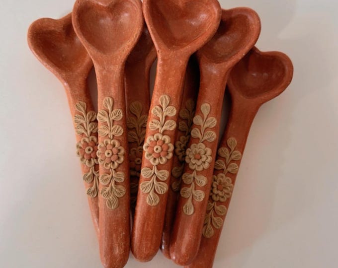 Clay Embroidered Spoons With Flowers Oaxaca Kitchen Decor - Etsy