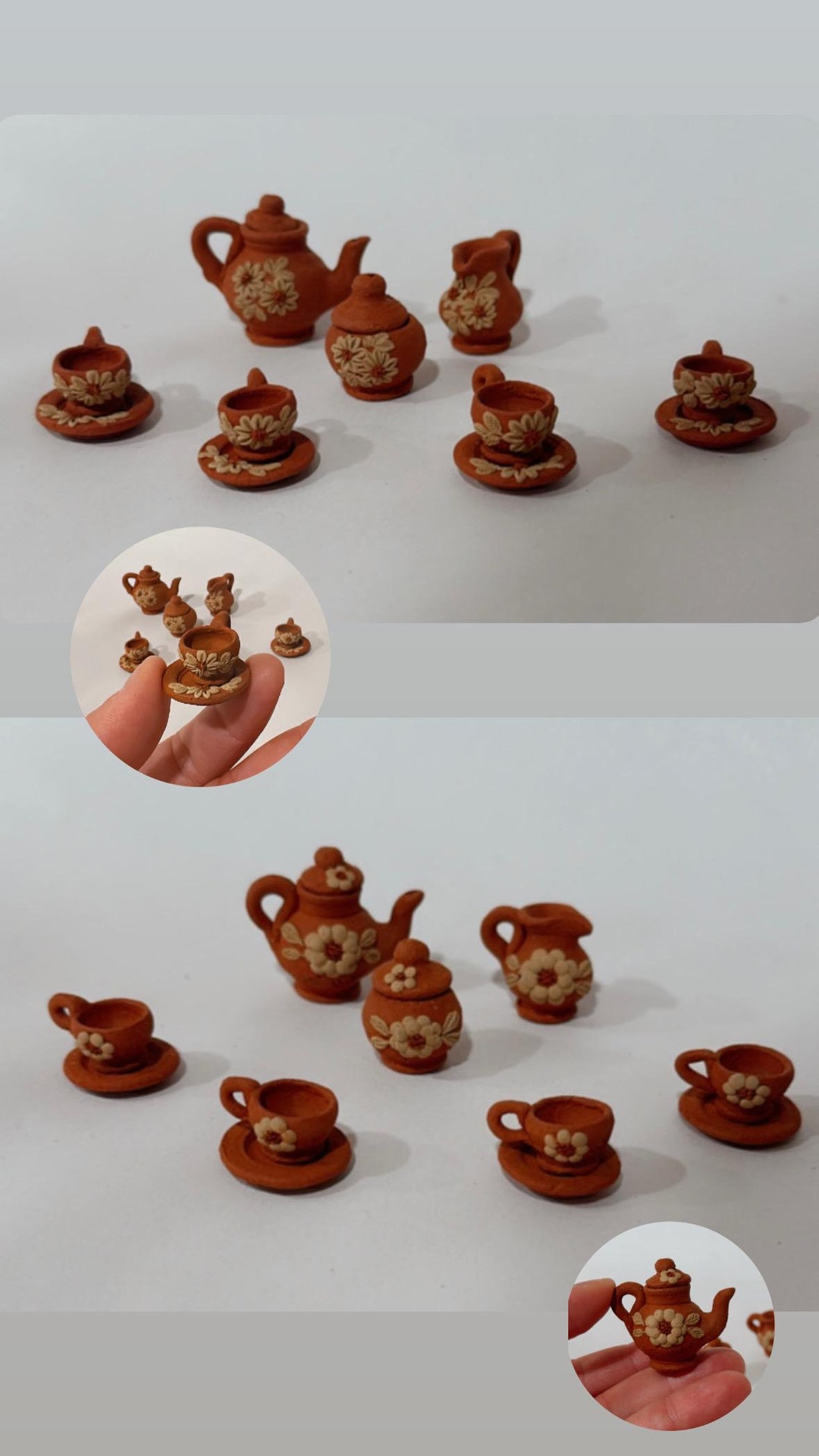 Tiny Clay Tea Set Include 13 Piece Handmade Clay Miniature Tea Set - Etsy