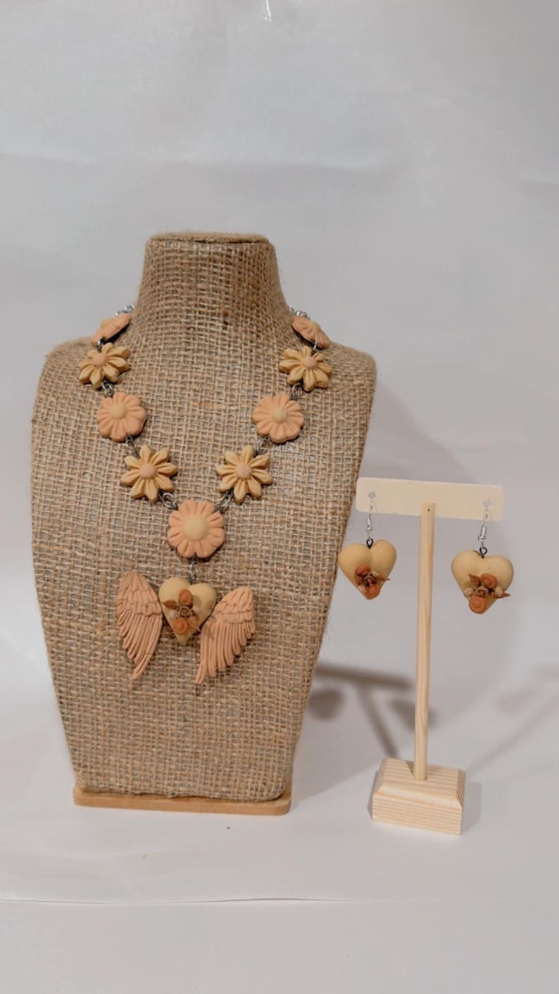 Clay Necklace/ Earrings Set Clay Jewelry Joyeria Artesanal - Etsy
