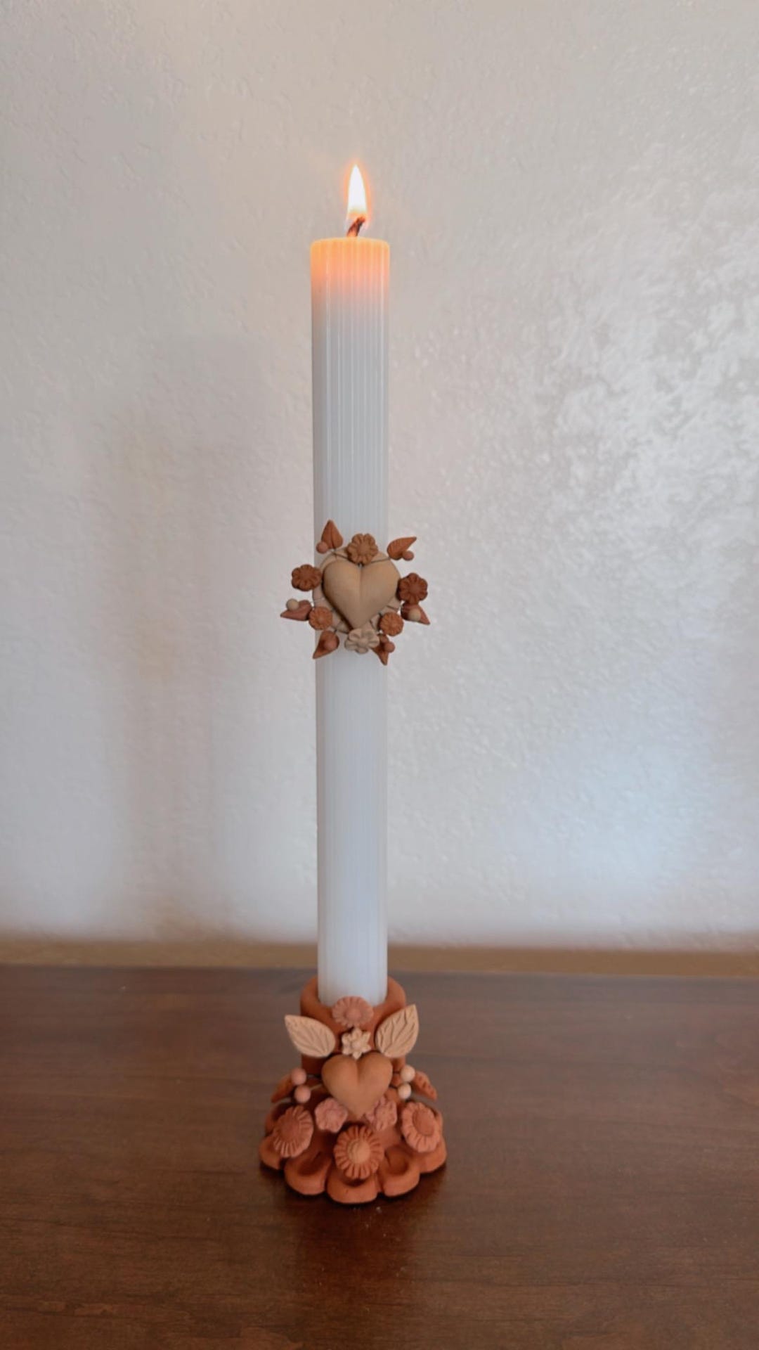 Clay Candleholder Metepec Artesanias Candelero De Barro De Corazon Set ...