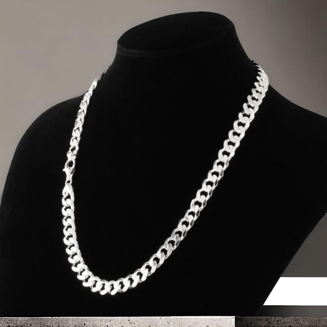9.2 Mm Curb Chains Necklace, 999 Pure Solid Silver, Chains Silver ...