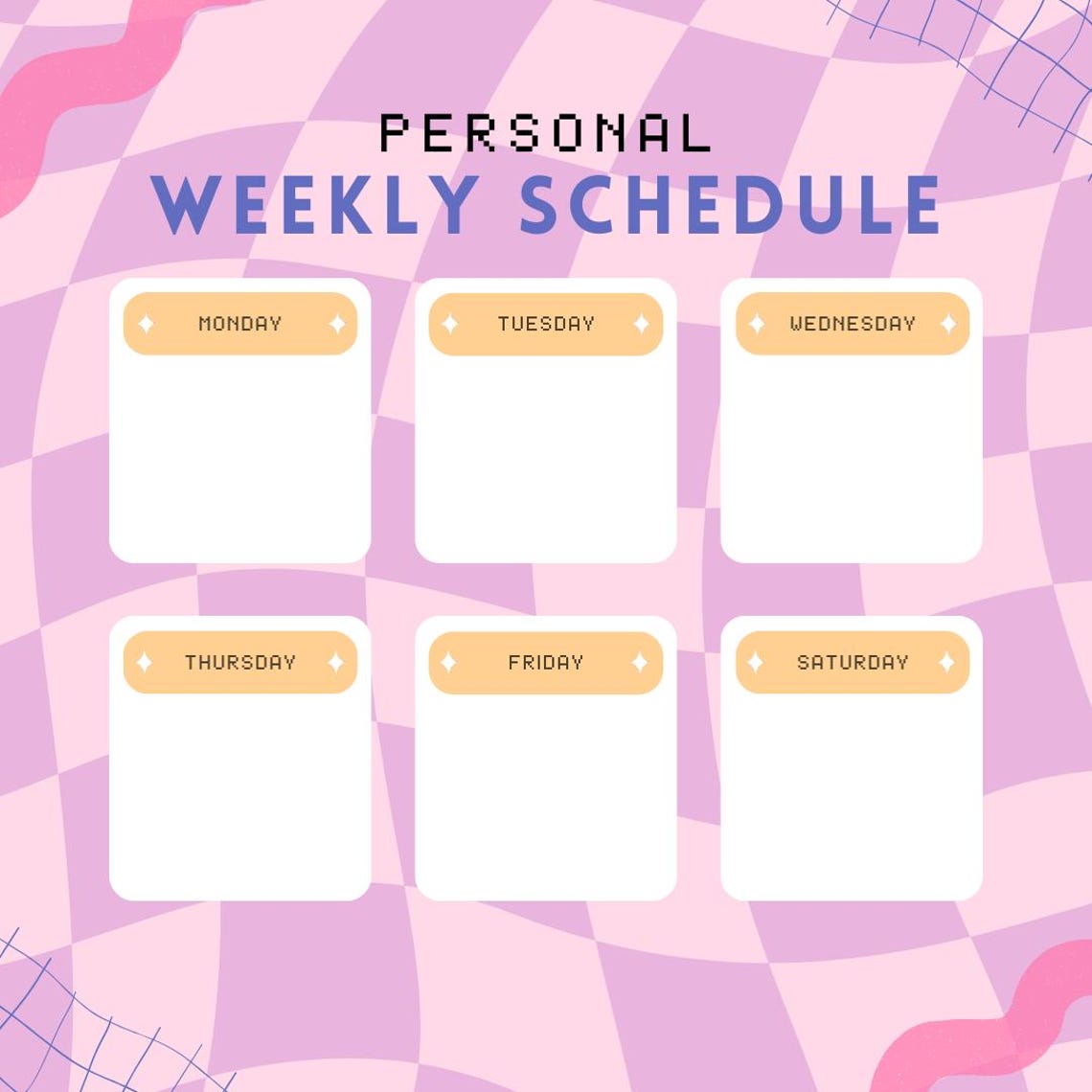 Personal Weekly Schedule Template - Etsy