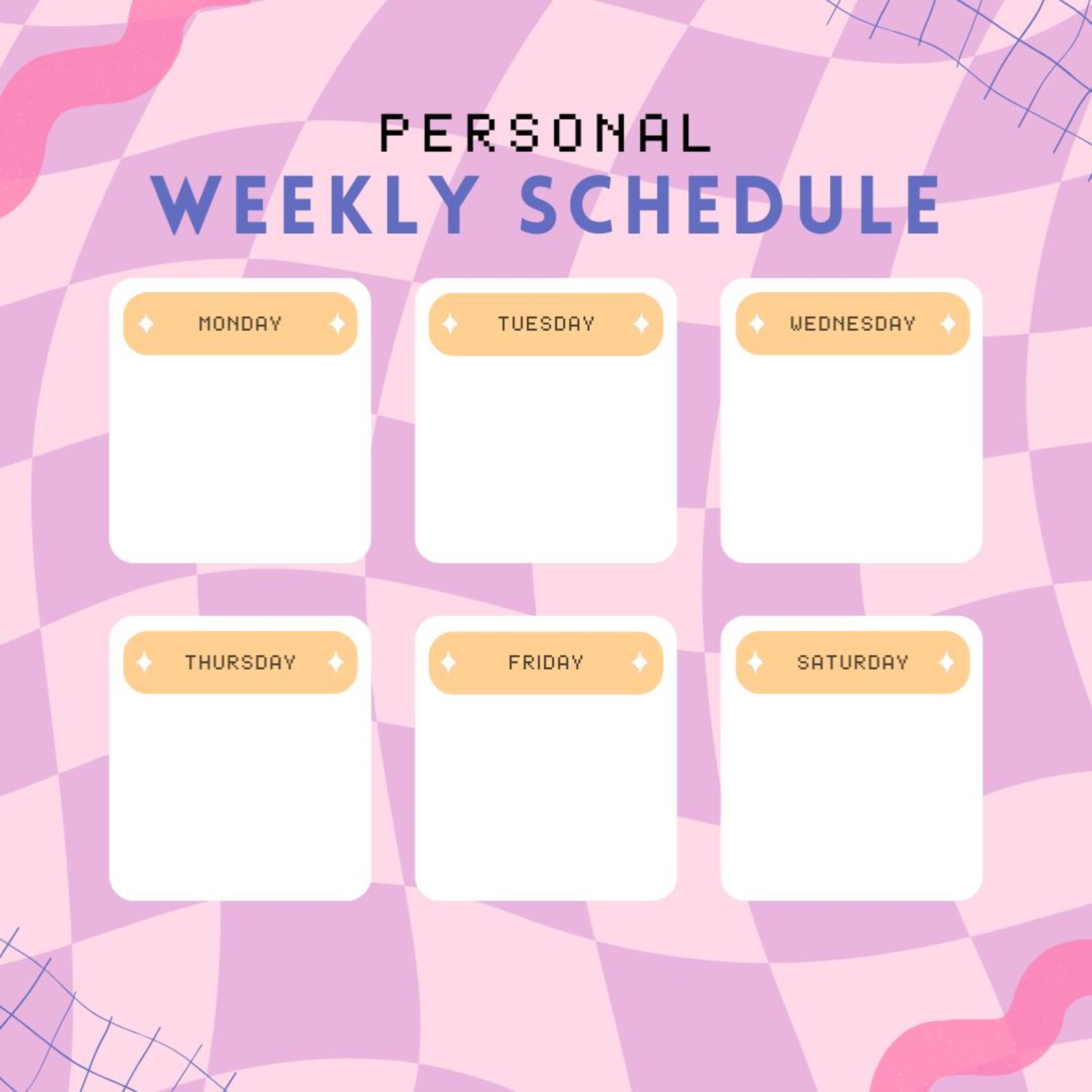 Personal Weekly Schedule Template - Etsy