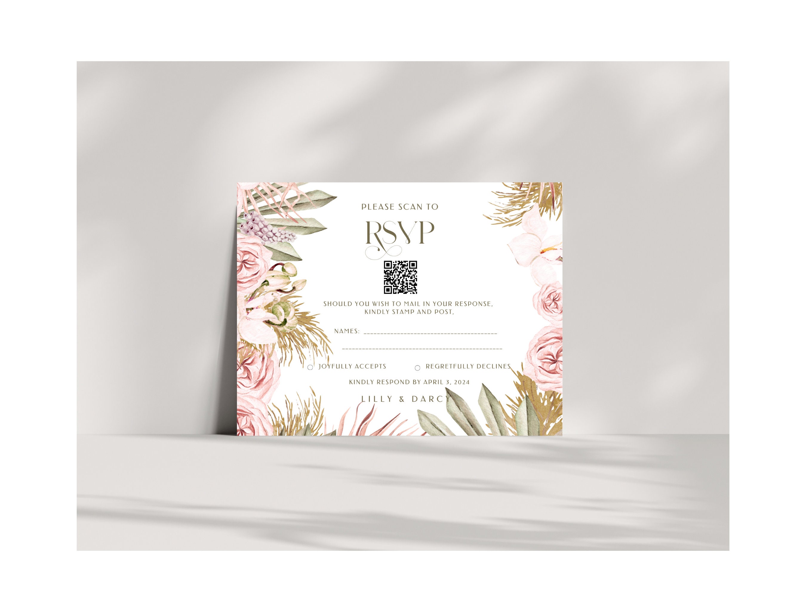 Editable Wedding Invitation With QR Code, Minimal Wedding Invite Suite ...