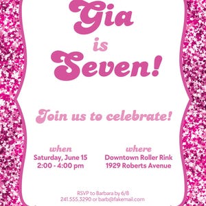 Glitter Birthday Party Invitation, Sparkly Pink Party Invite - Etsy