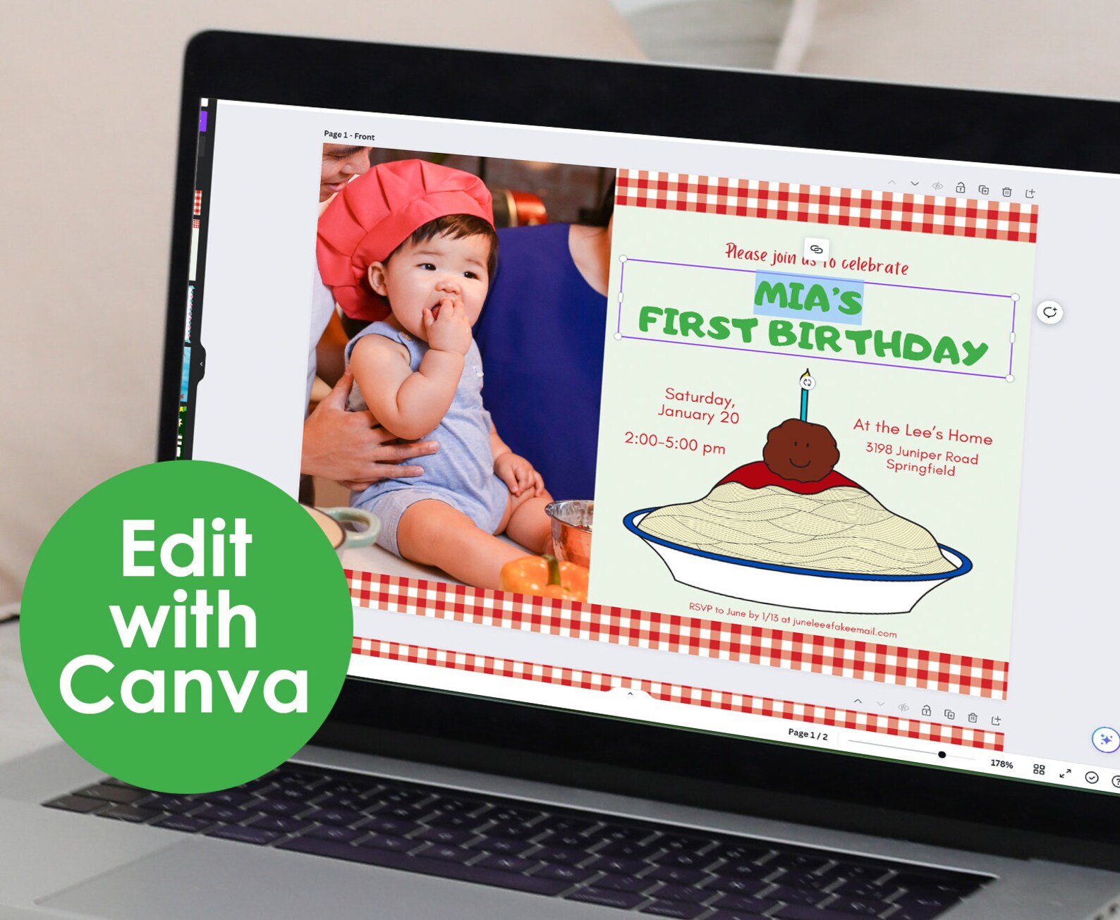 Spaghetti & Meatballs First Birthday Invitation, Meatball Invite ...