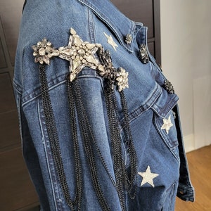 STARS Embellished Denim Jacket - Etsy
