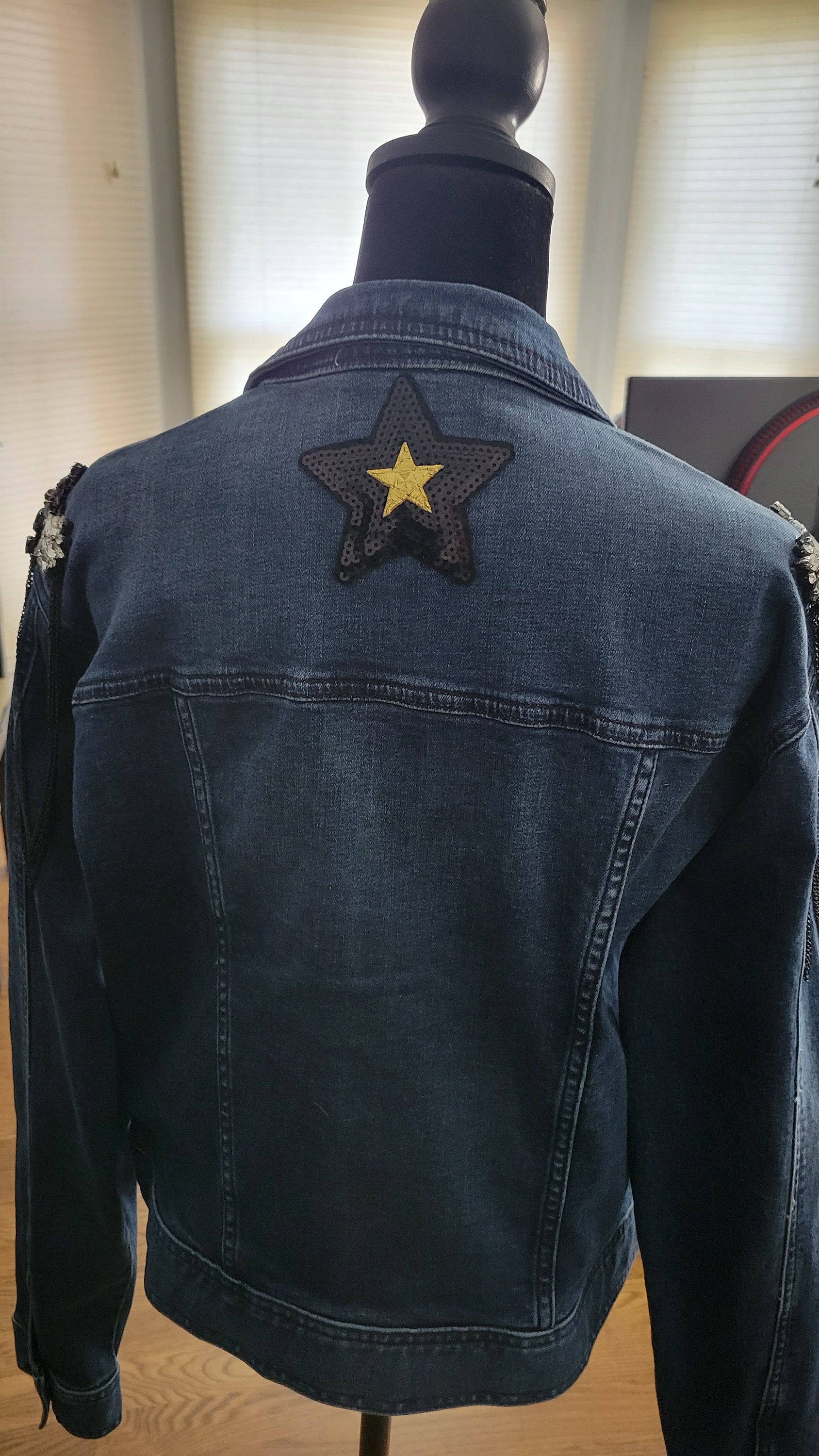 STARS Embellished Denim Jacket - Etsy