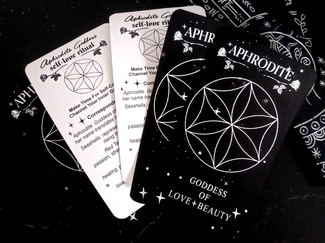 Digital Aphrodite Oracle Card or Sticker Printable Front and Back ...
