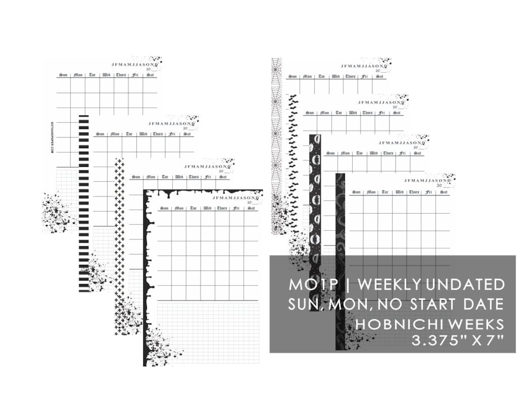 Gothic Mo1p Undated + Vertical Week Undated Hobonichi Weeks Size | 9 ...