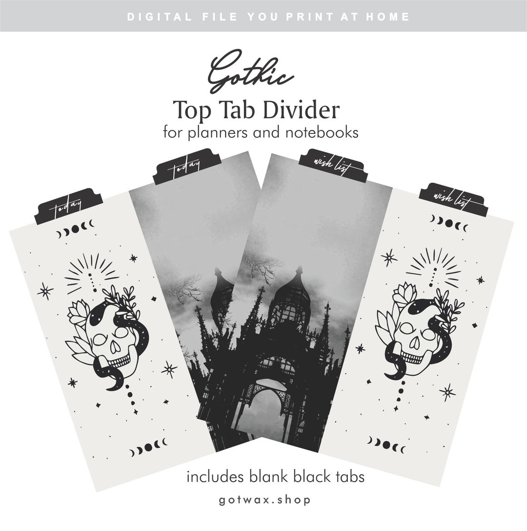 Gothic Dividers Today, Wishlist and Blank Top Tab Divider | PDF With ...