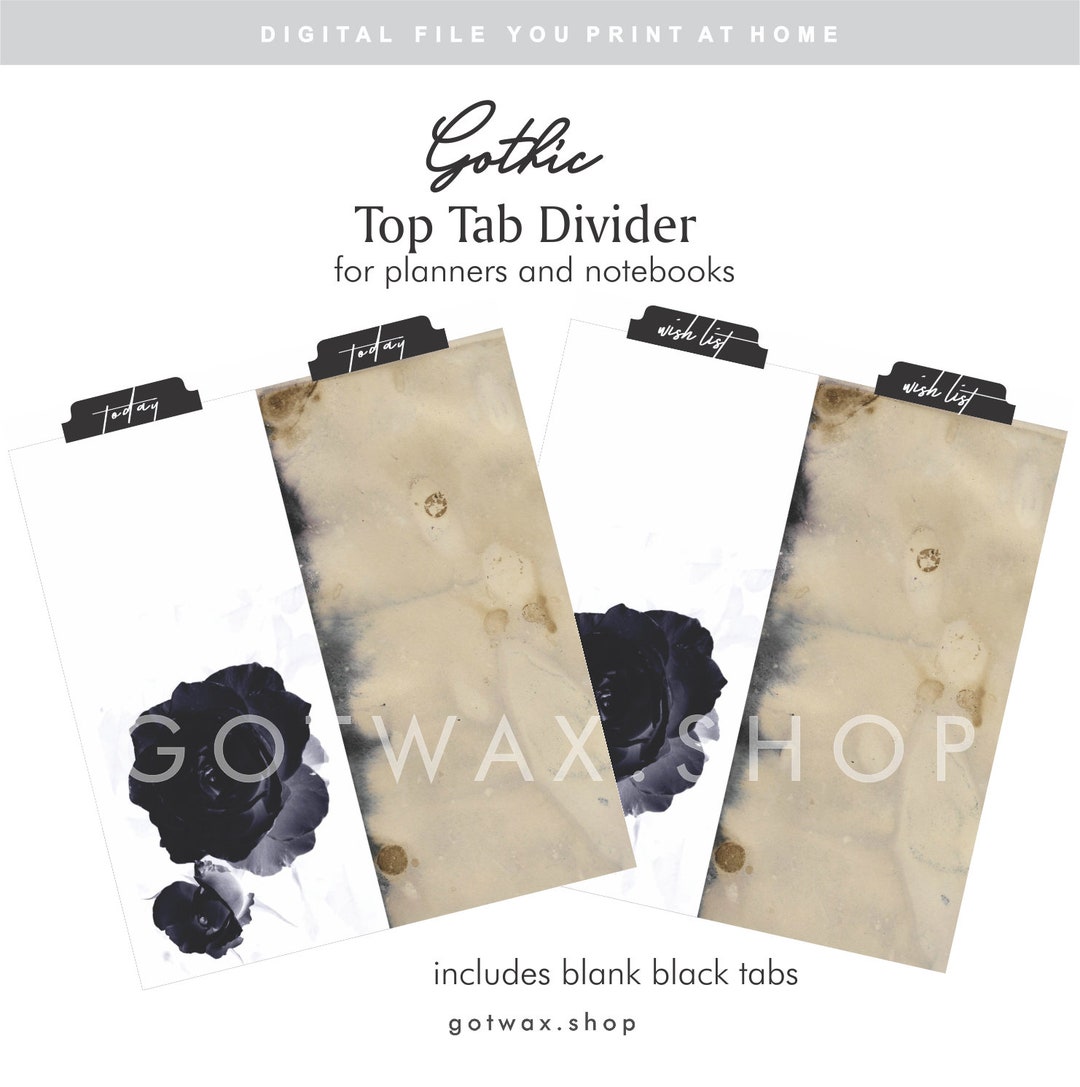 Gothic Dividers Today, Wishlist and Blank Top Tab Divider | PDF With ...