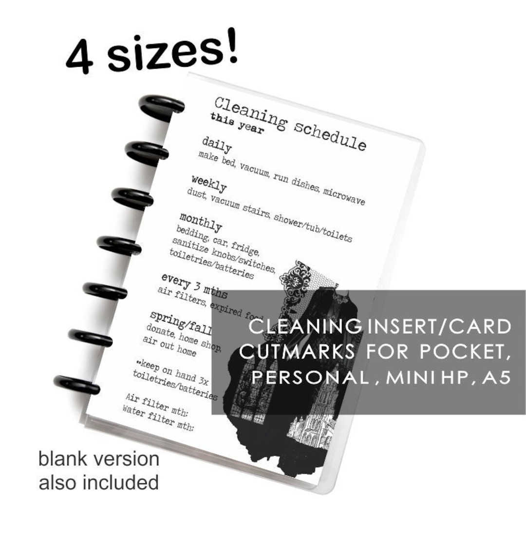 Gothic Cleaning Schedule Planner Insert or Planner Card PDF With 4 ...