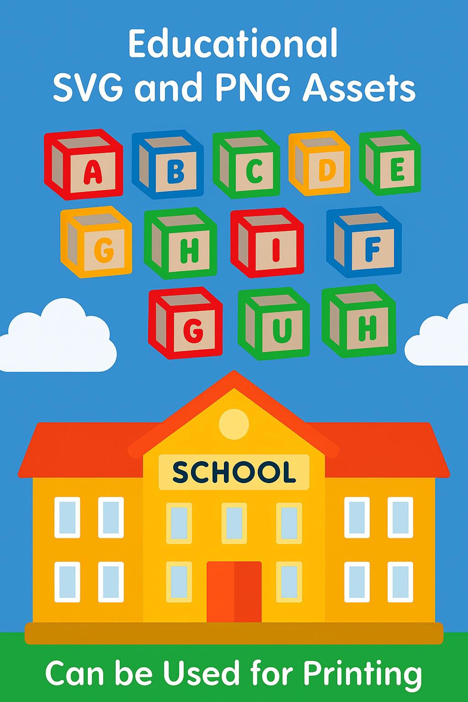 Cube Font SVG: Kids Alphabet, Layered Cricut Files (digital Files, PNG ...