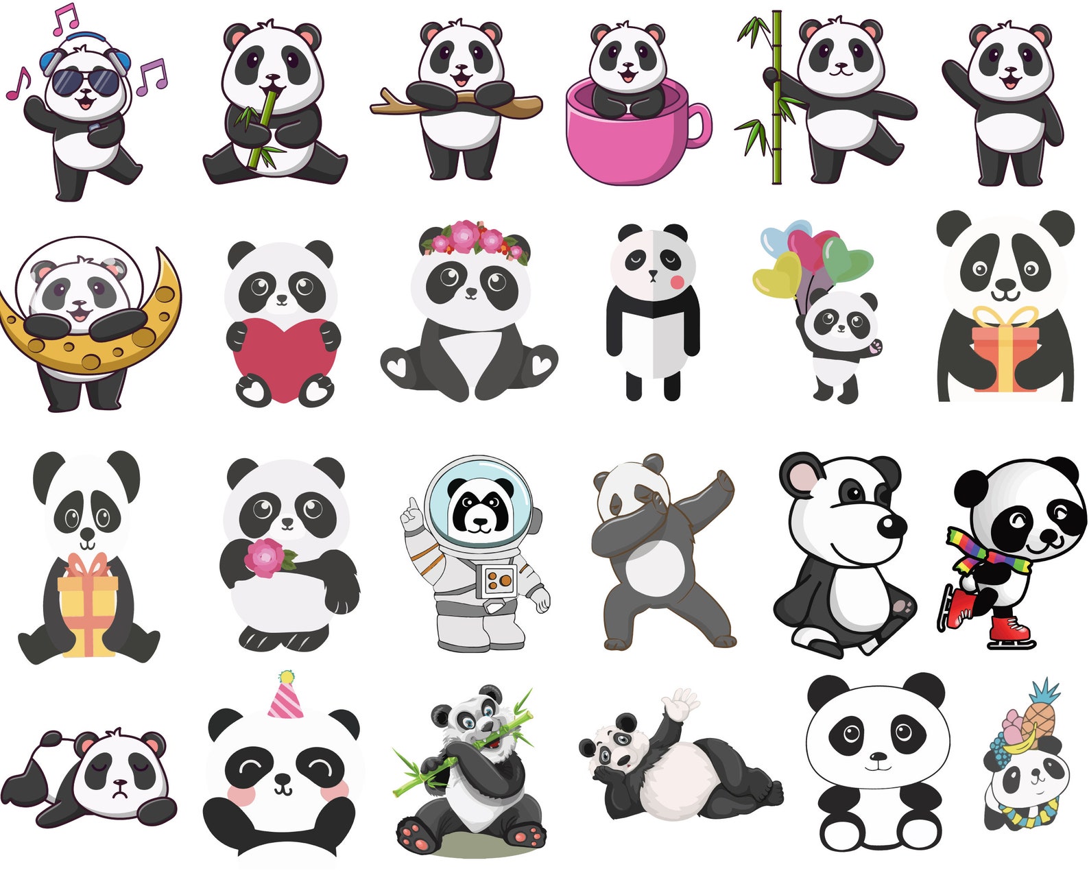 Kawaii Panda Clipart, Cute Panda SVG, PNG (digital Download) - Etsy