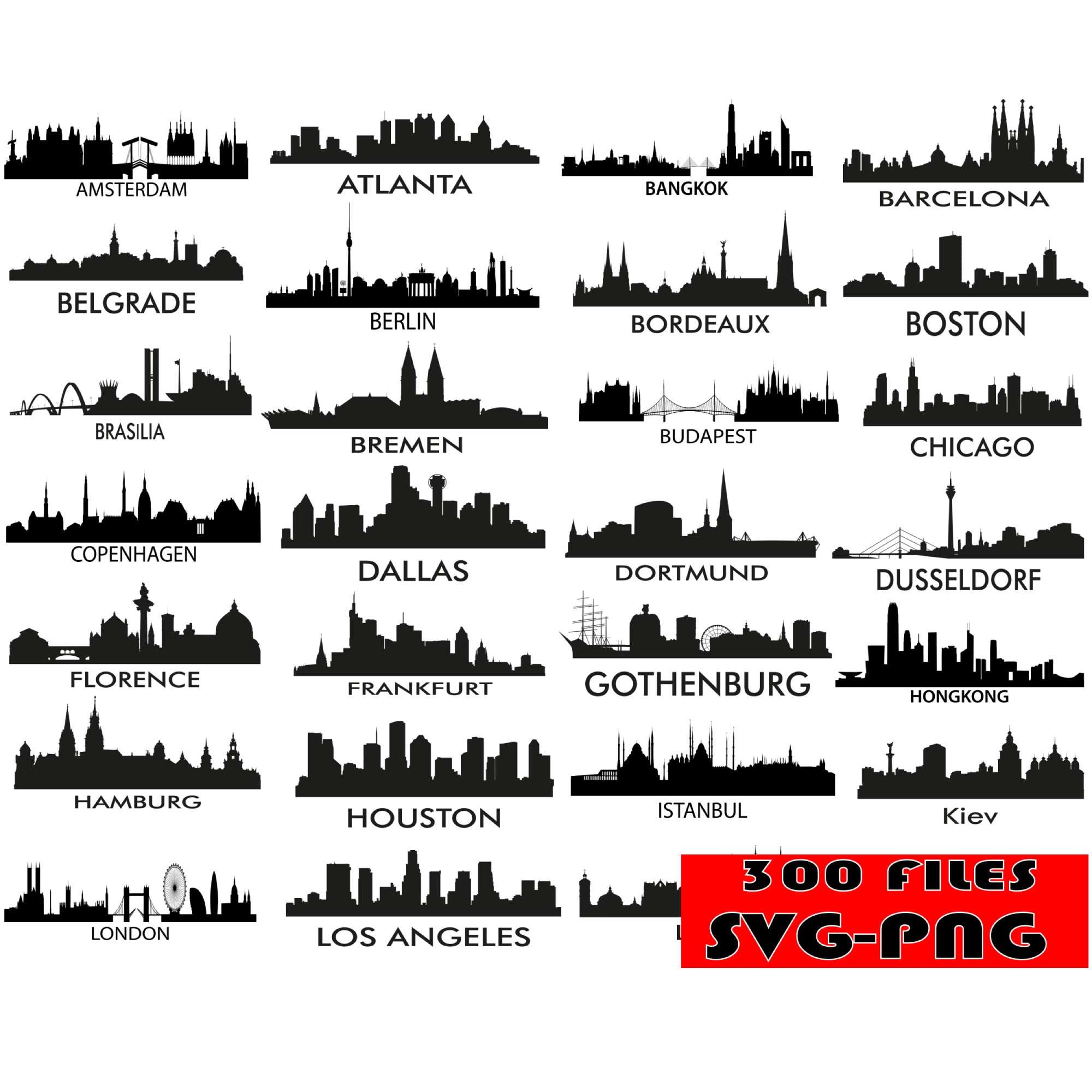 154 Landmark SVG Silhouette Files Bundle, All Big Cities Landmark ...