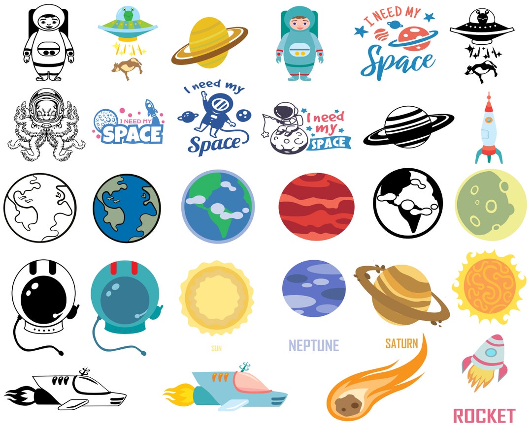 Space SVG Bundle, Layered SVG Space File, Planets SVG, Astronaut Svg ...