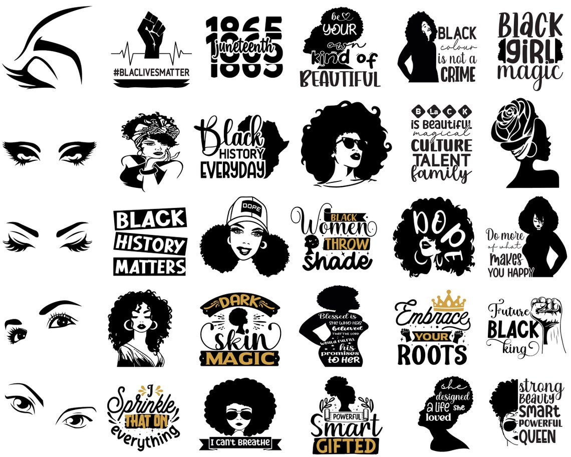 Black Woman SVG Woman SVG Bundle Black Woman Silhouette - Etsy