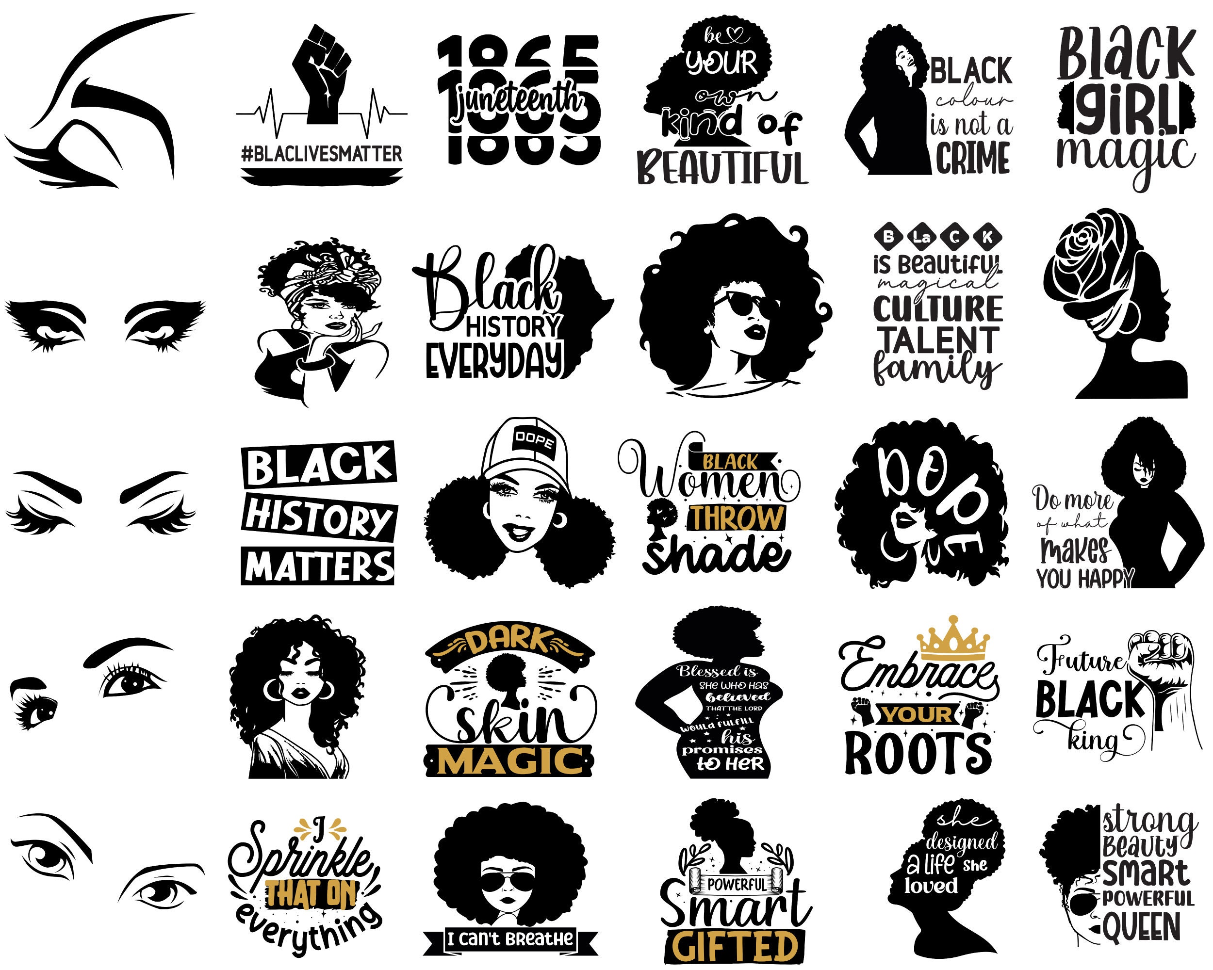 Black Woman SVG Woman SVG Bundle Black Woman Silhouette - Etsy