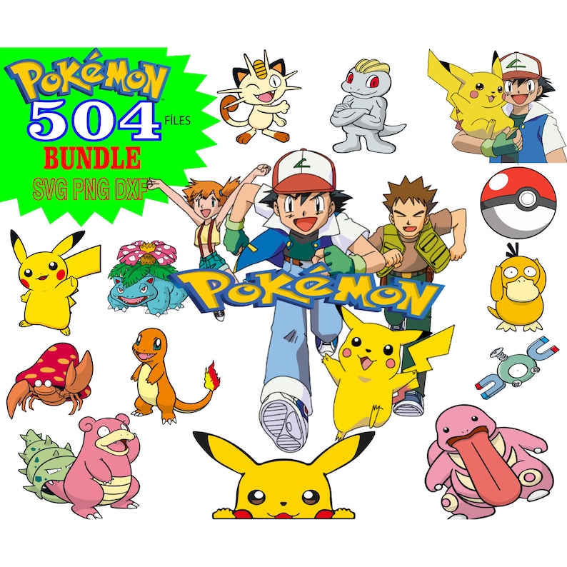 Pokemon SVG Bundle, Characters Clipart, Pikachu, Vinyl Cutting (PNG ...